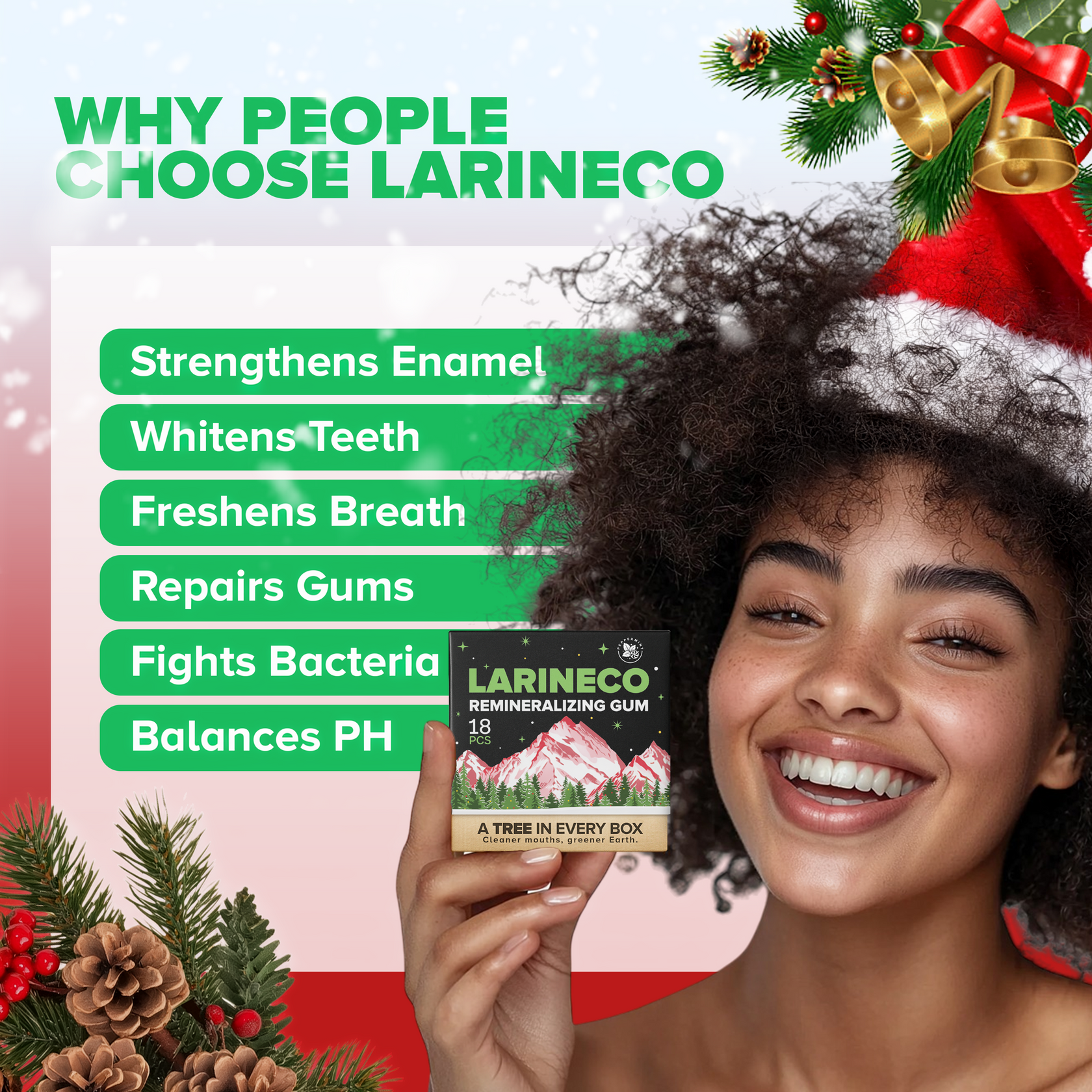 Larineco™️ Candy Cane Remineralizing Gum for Oral Health